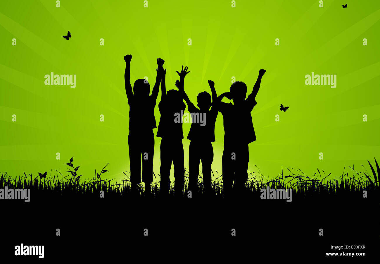 Kids jumping fun hi-res stock photography and images - Alamy