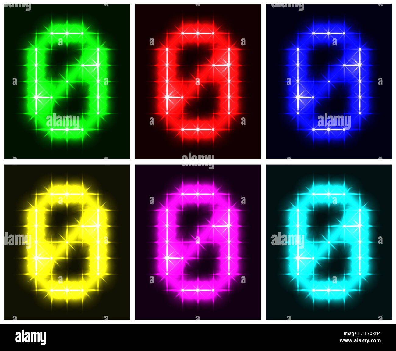 Set a glowing symbol of the number 0 Stock Photo - Alamy