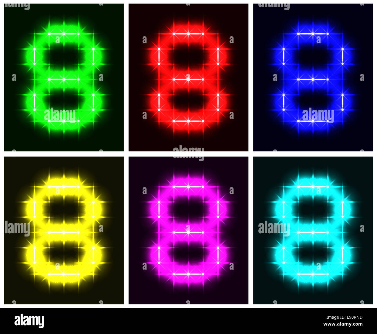 Set a glowing symbol of the number 8 Stock Photo - Alamy