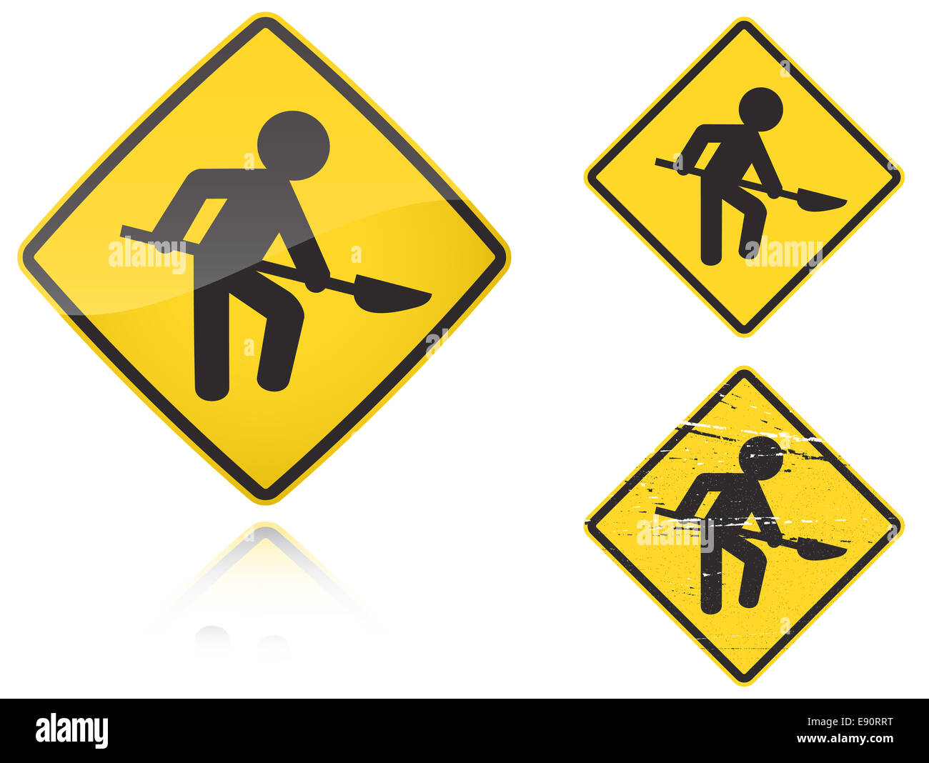 Variants a Works on the road - road sign Stock Photo - Alamy