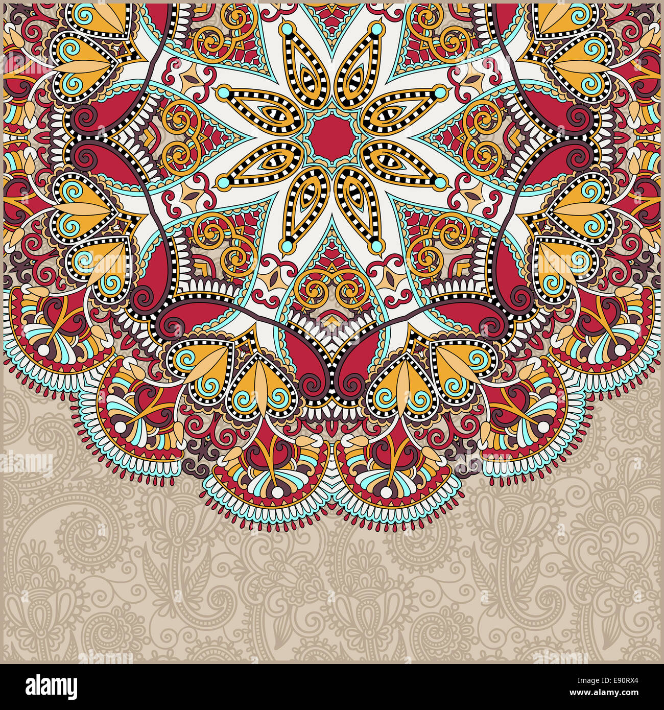 floral round pattern in ukrainian oriental ethnic style for your Stock ...