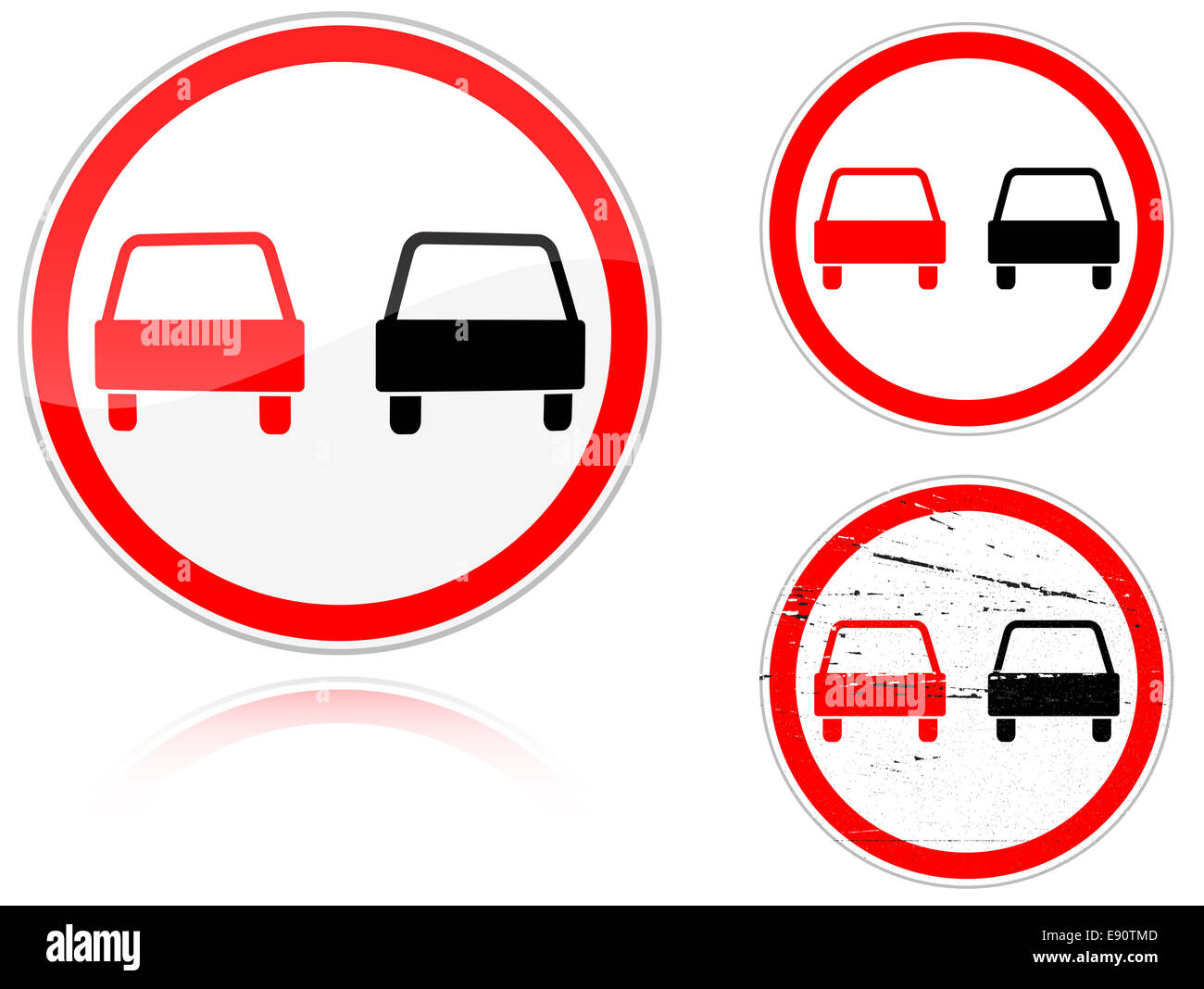 Set of variants a No passing - road sign Stock Photo - Alamy