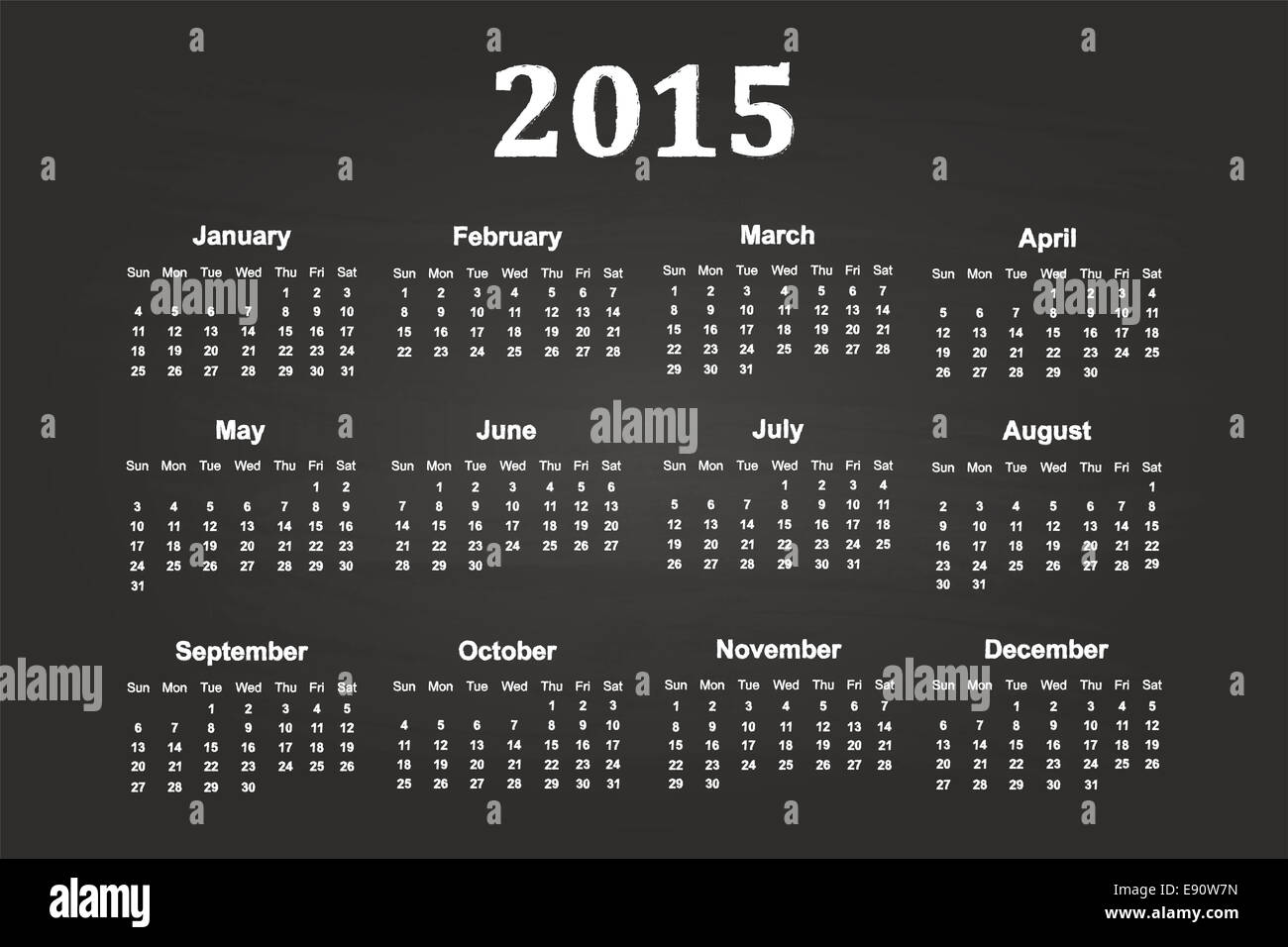 Calendar Of Year 2015 On Chalkboard Stock Photo - Alamy