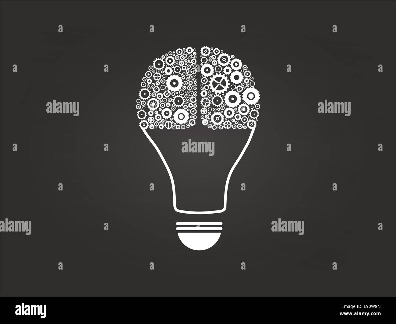 Light Bulb Idea With Cogs And Gears Brain On Blackboard Stock Photo - Alamy
