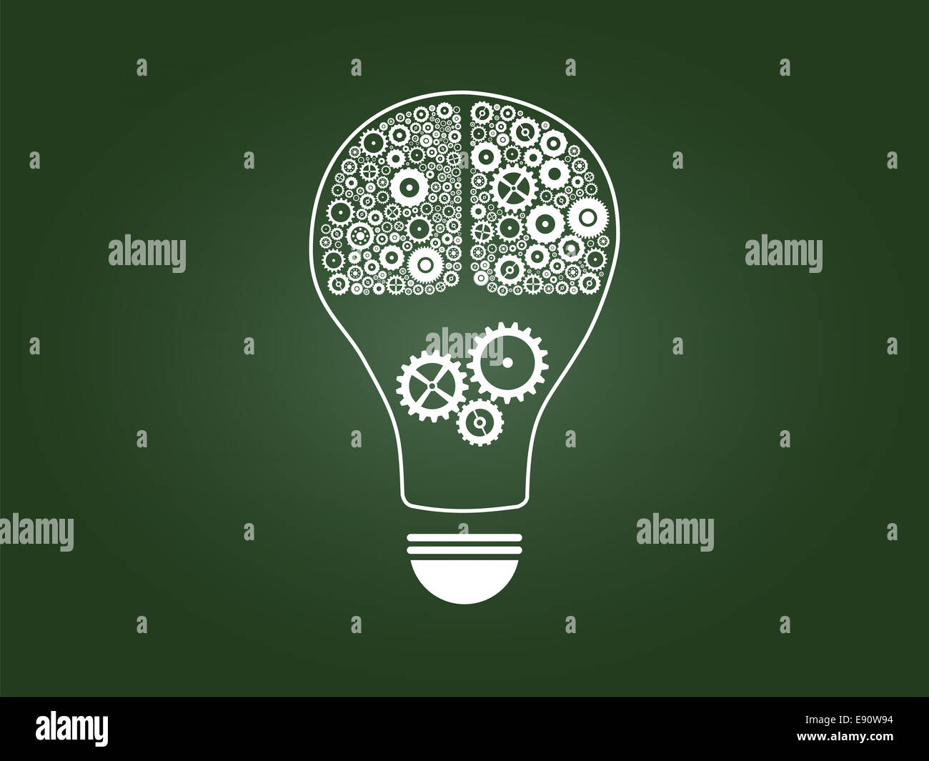 Light Bulb Idea With Cogs And Gears Brain On Blackboard Stock Photo - Alamy