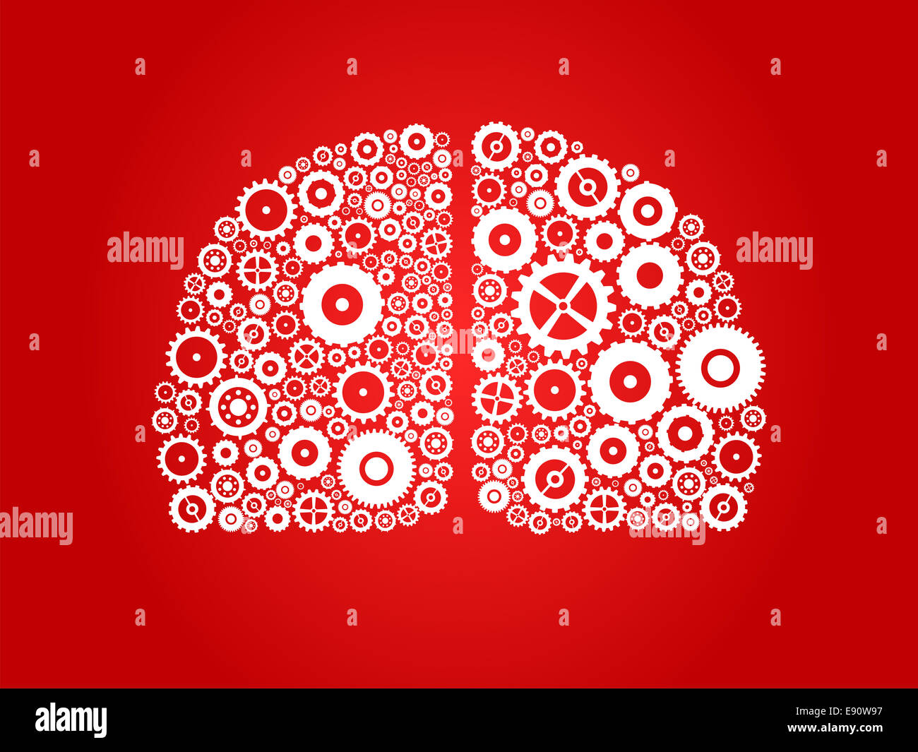 Human Brain Hemispheres Made Of Cogs And Gears Stock Photo - Alamy
