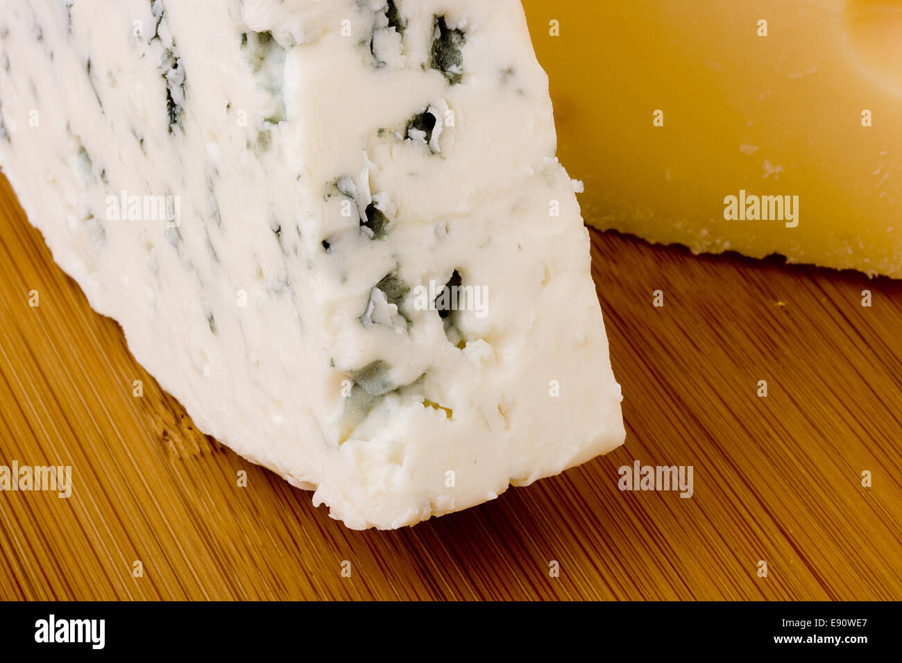 Danish blue cheese with Swiss cheese slice Stock Photo - Alamy