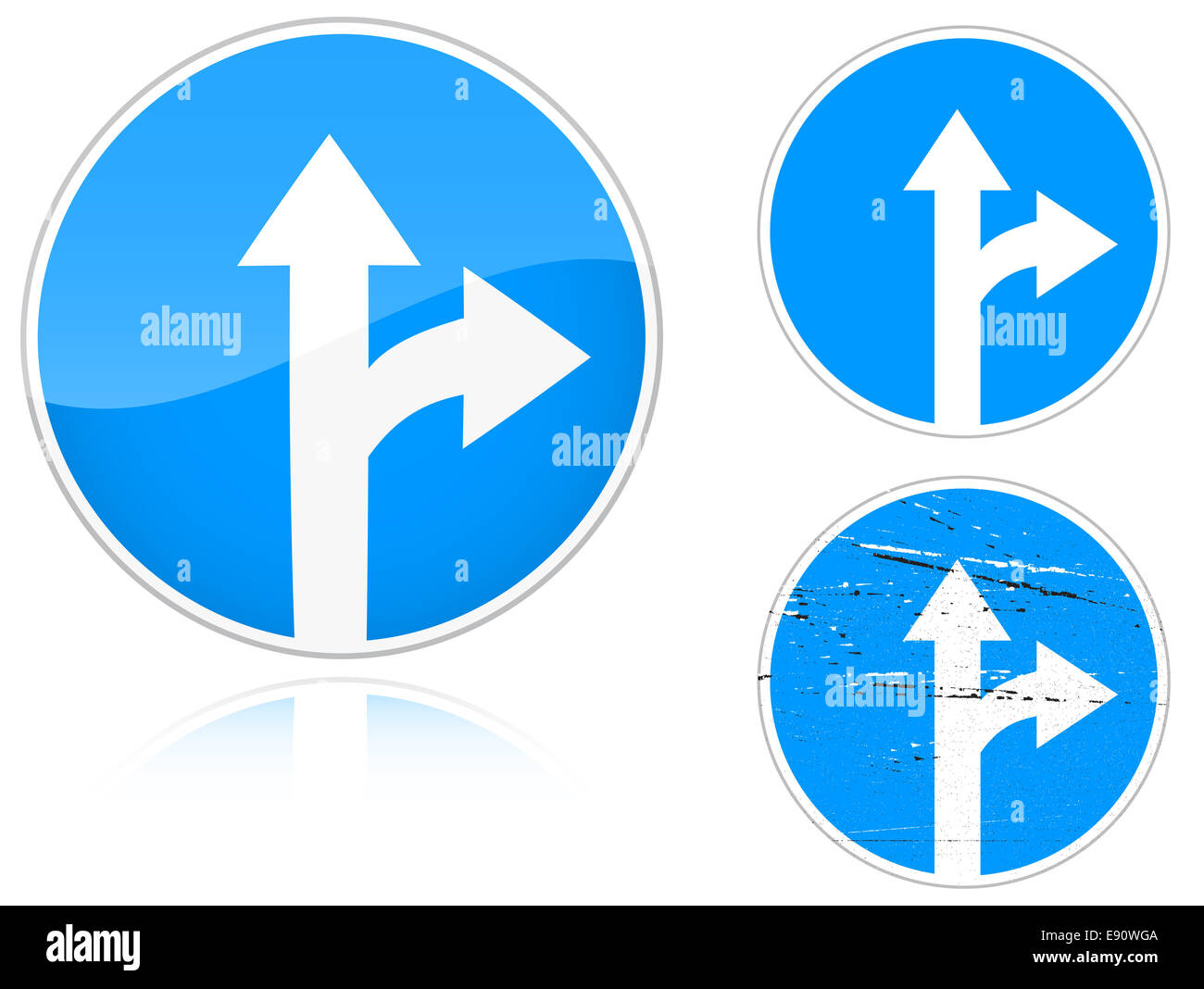 Straight and right road sign hi-res stock photography and images - Alamy