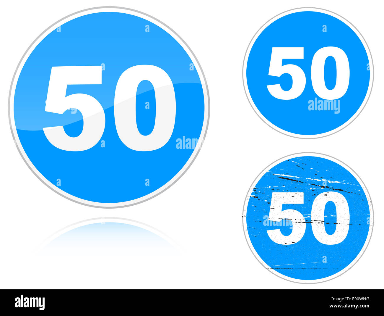 Variants a Minimum speed limit - road sign Stock Photo - Alamy