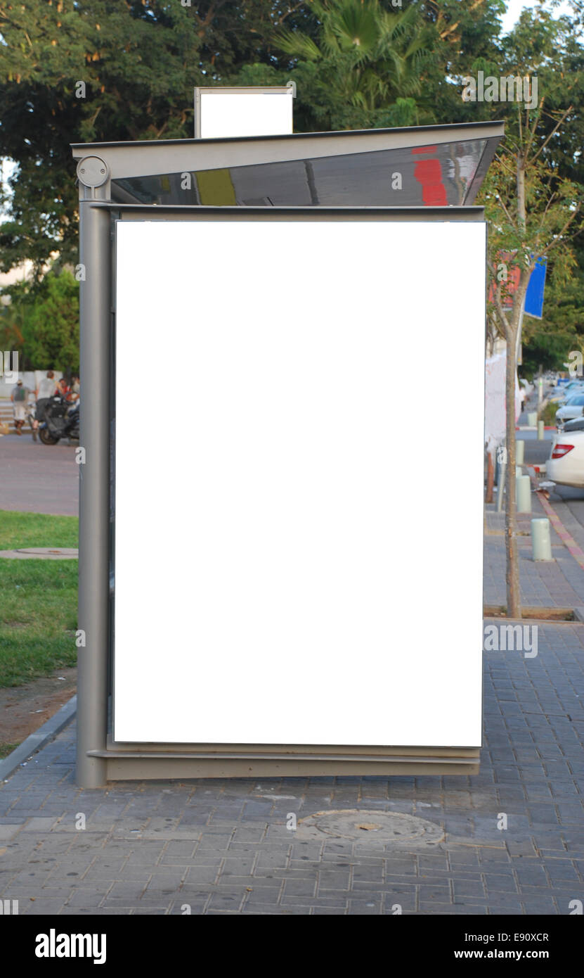 A Blank white Sign on Bus station Stock Photo - Alamy