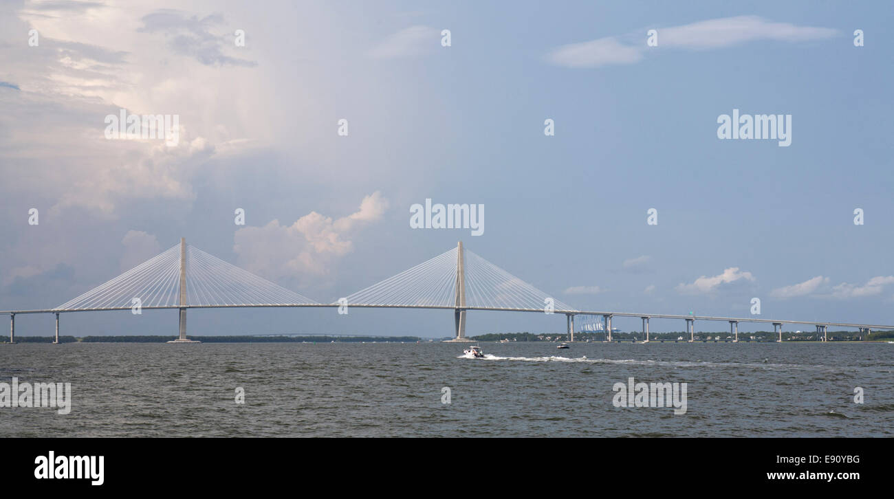 Arthur Ravenel Jr. Bridge into Charleston, South Carolina Stock Photo ...