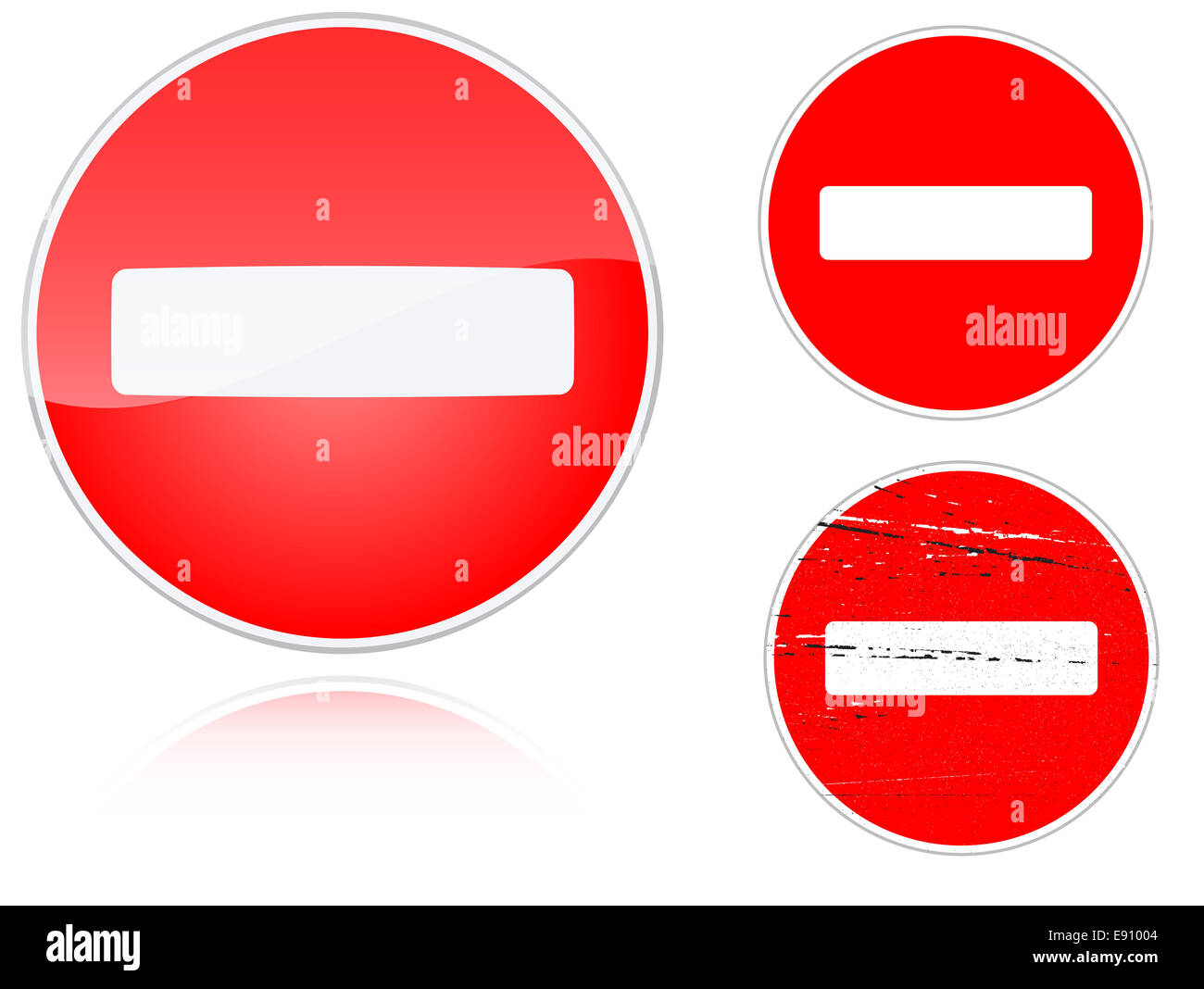 Set of variants no entry road sign Stock Photo - Alamy