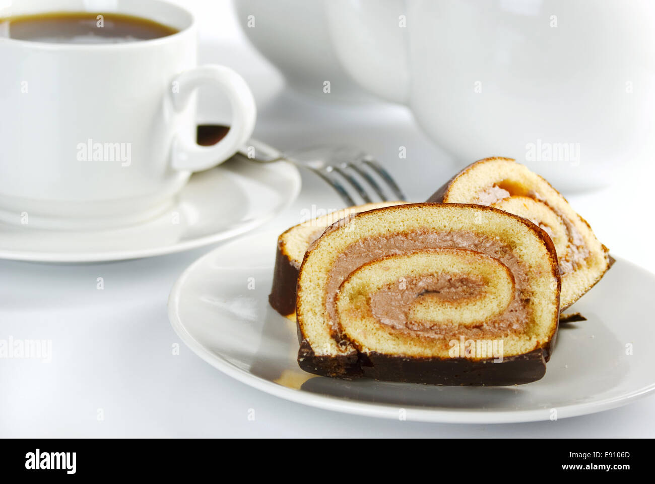 Roll and cup of tea Stock Photo - Alamy