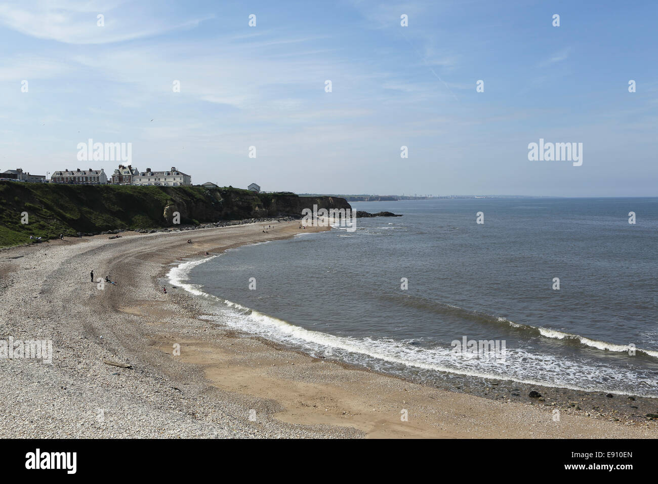 The beach at Seaham in County Durham, England. The North Sea laps onto ...