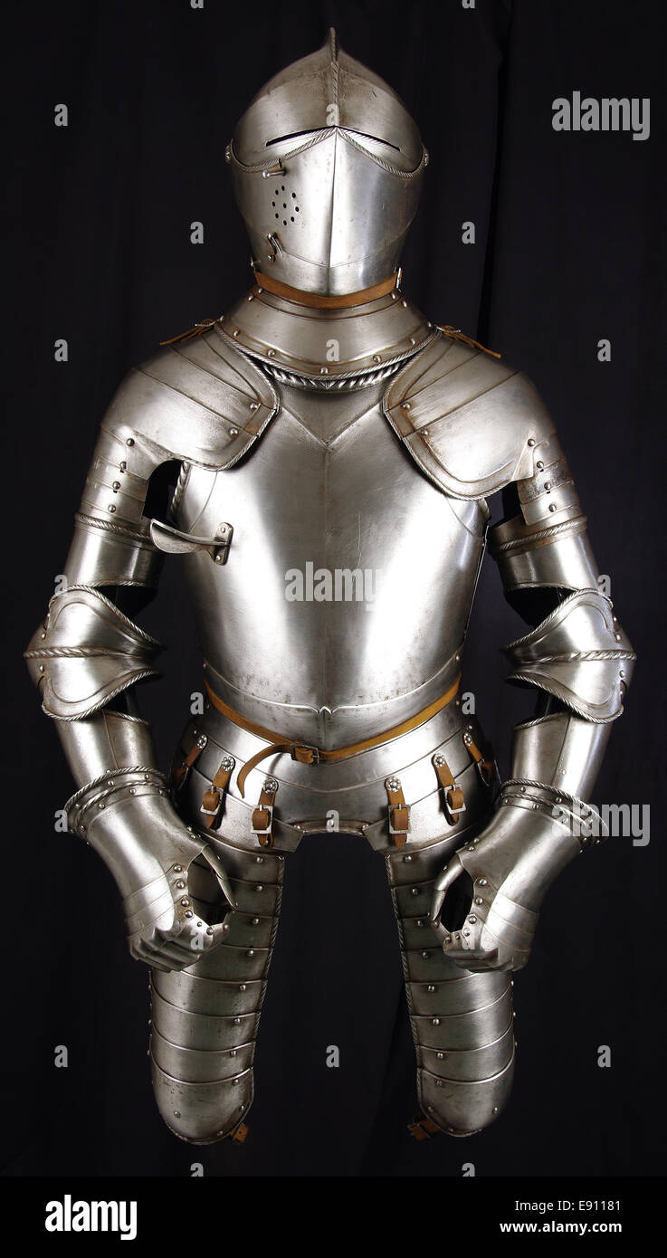 Armour of the medieval knight. Metal protection of Stock Photo - Alamy