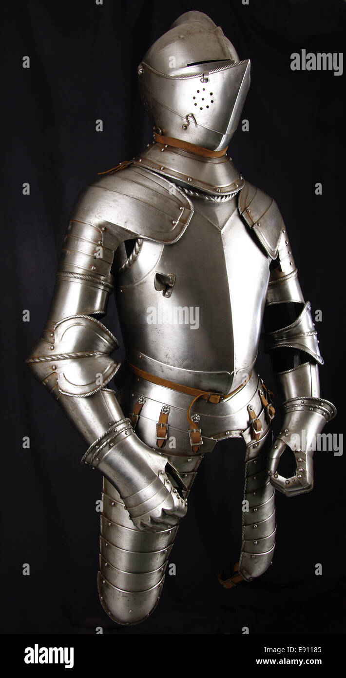Armour of the medieval knight. Metal protection of Stock Photo - Alamy