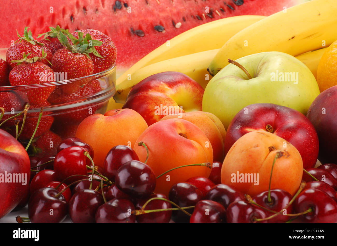 Composition with variety of fruits Stock Photo - Alamy
