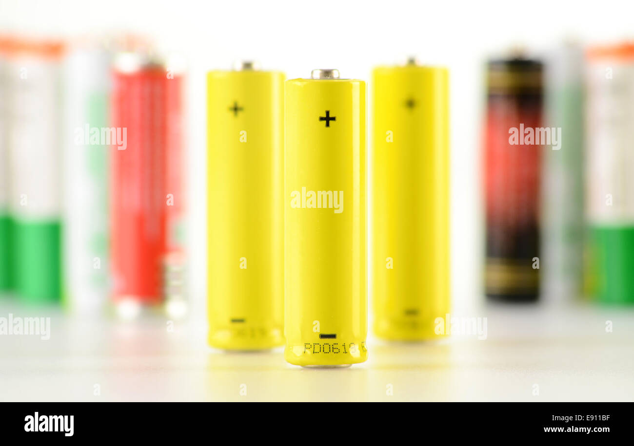 Composition with alkaline batteries Stock Photo - Alamy