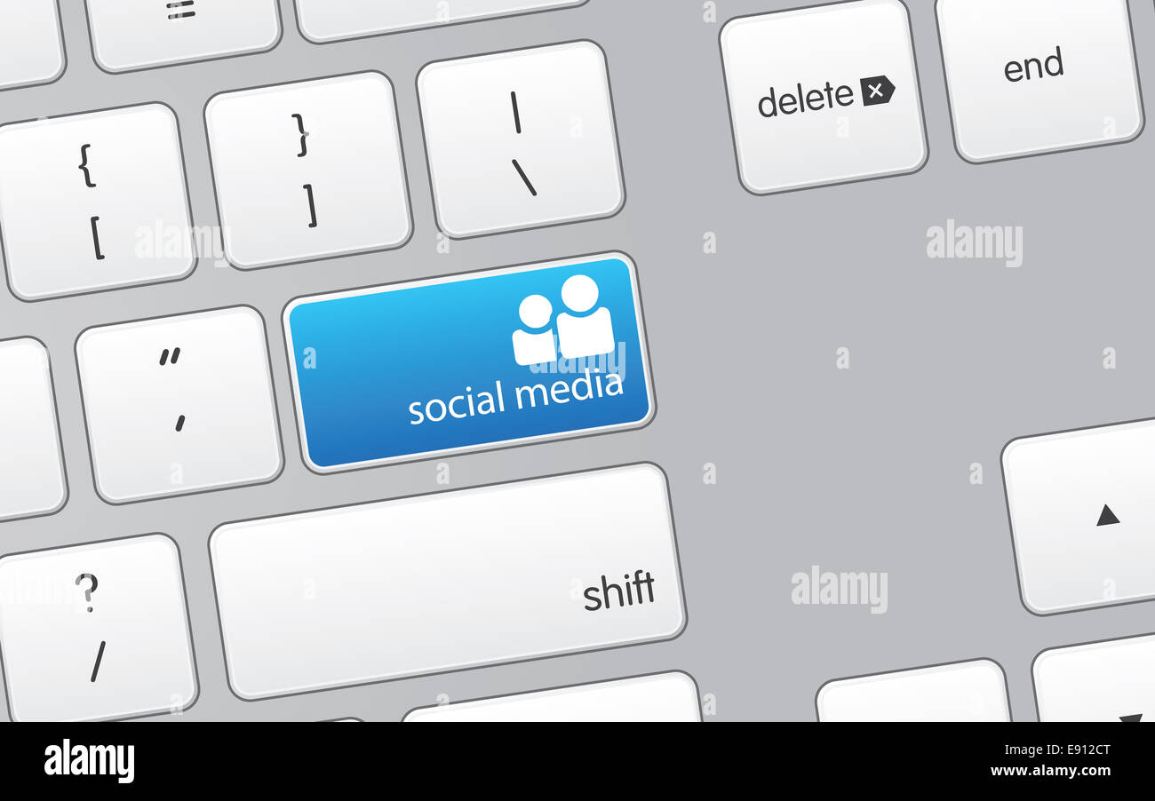Keyboard with Social Media Icon Stock Photo - Alamy