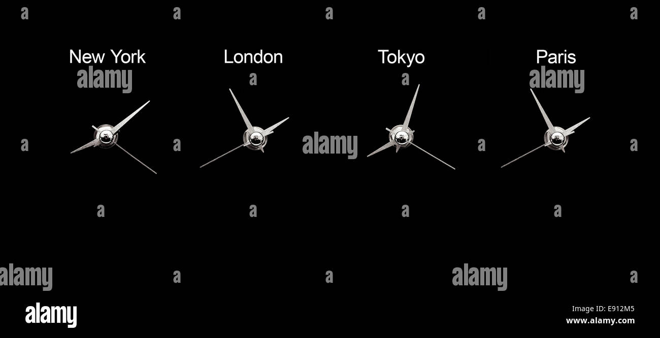Different time zone clocks hi-res stock photography and images - Alamy