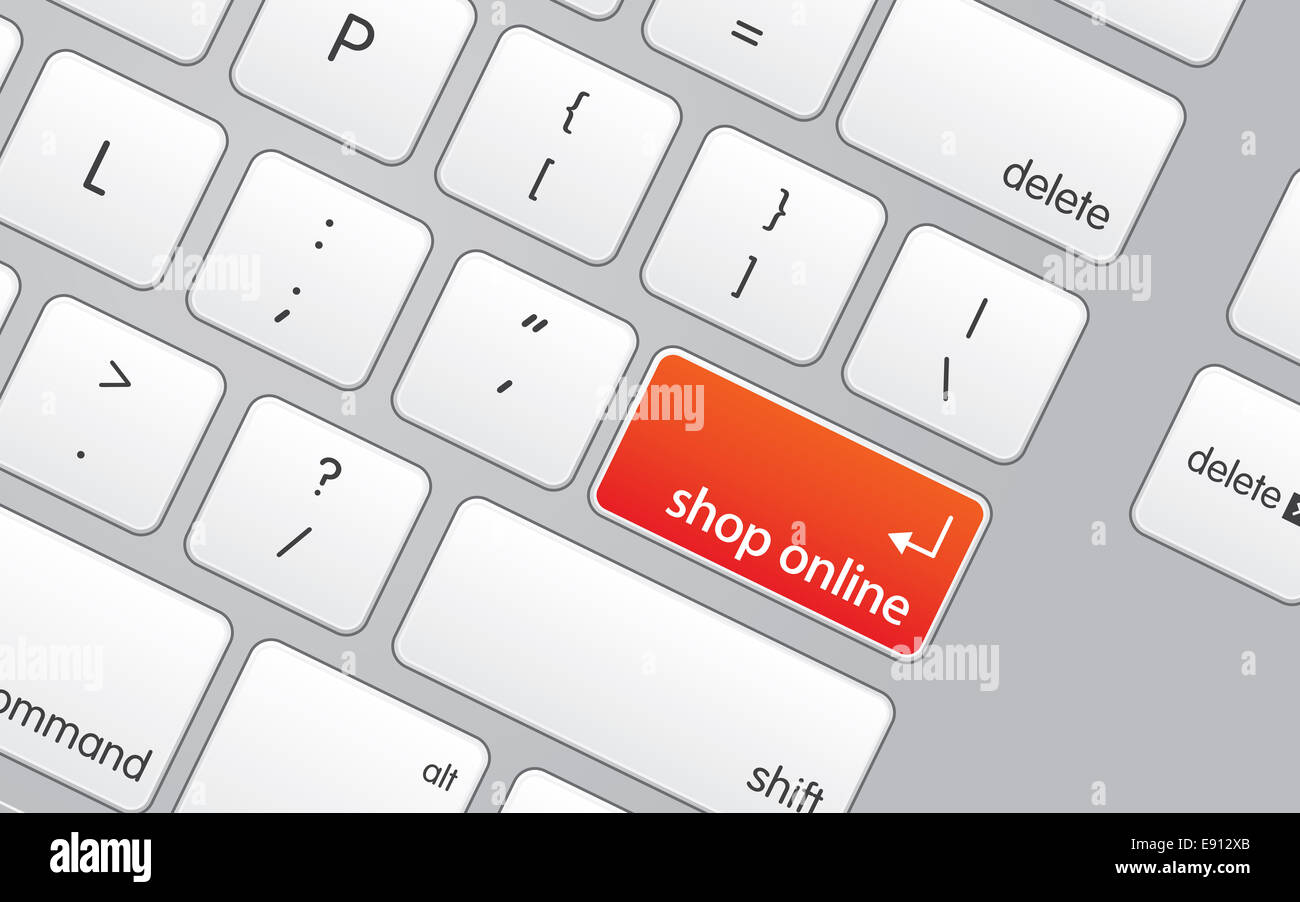 Keyboard with Shop Online Icon Stock Photo - Alamy