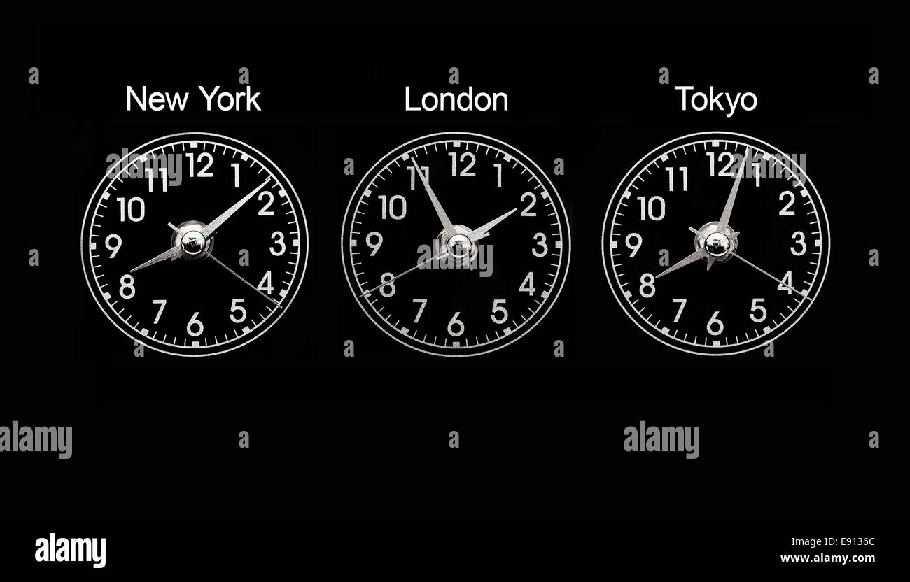 Different time zone clocks hi-res stock photography and images - Alamy