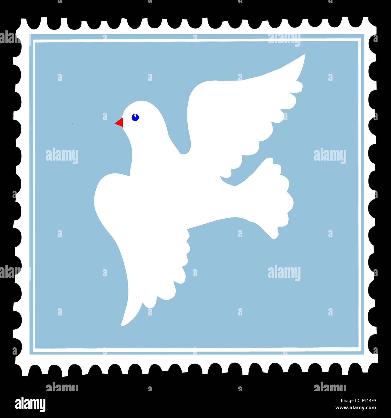 white dove on blue postage stamps Stock Photo - Alamy