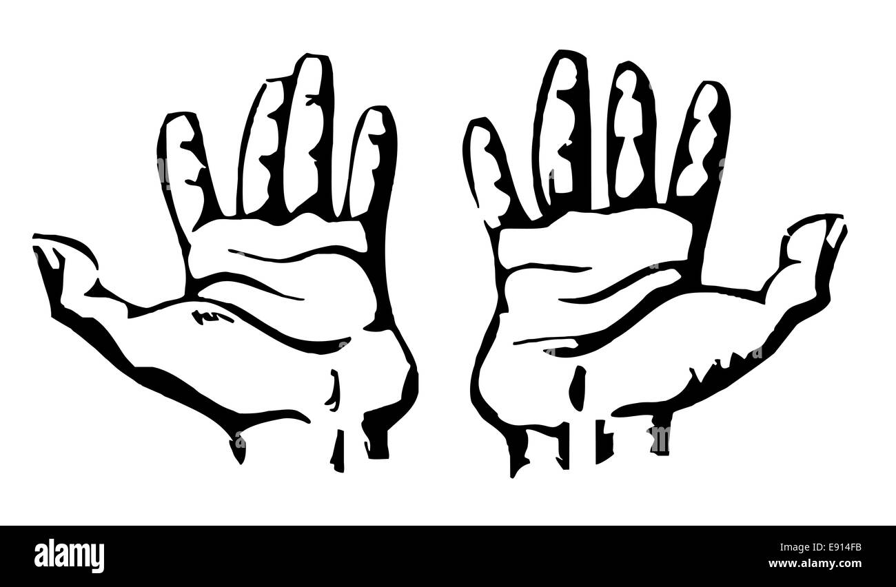 On palm hand sketch Cut Out Stock Images & Pictures - Alamy