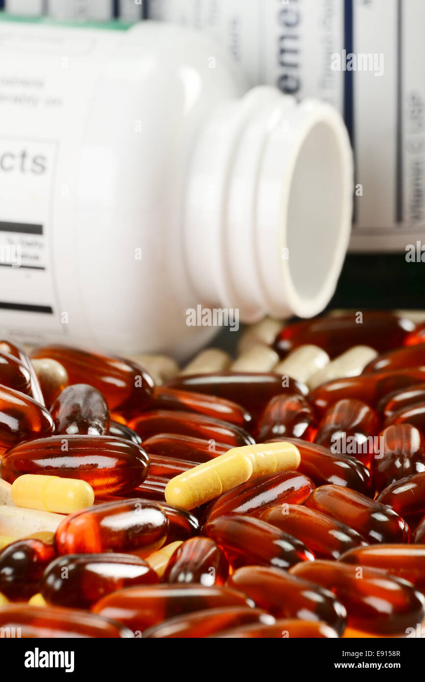 Composition with dietary supplement capsules Stock Photo - Alamy