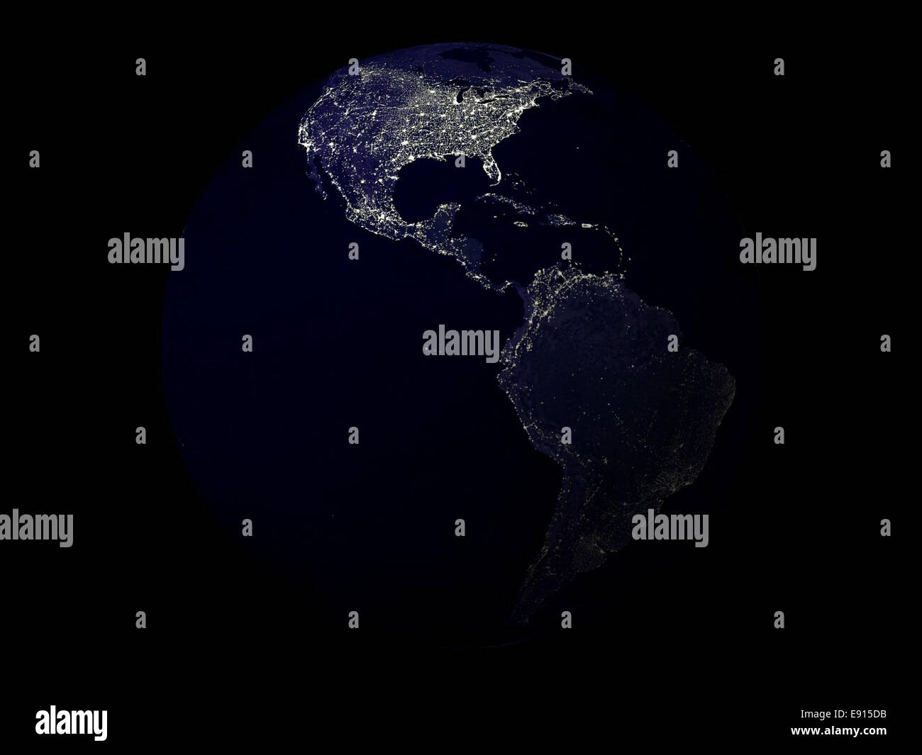 Earth United States at night from space Stock Photo - Alamy
