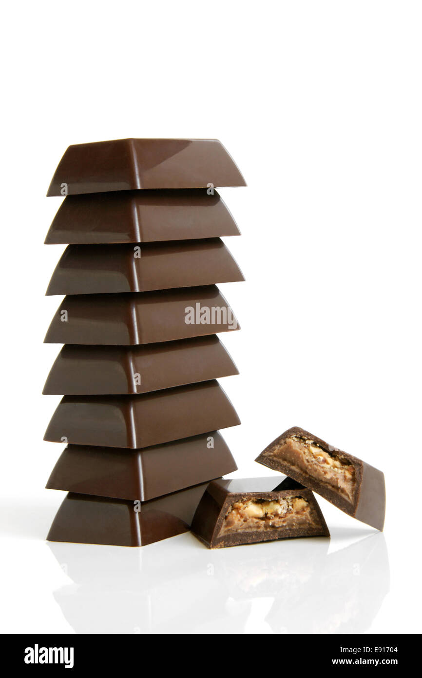 Stack of chocolate pieces Stock Photo - Alamy