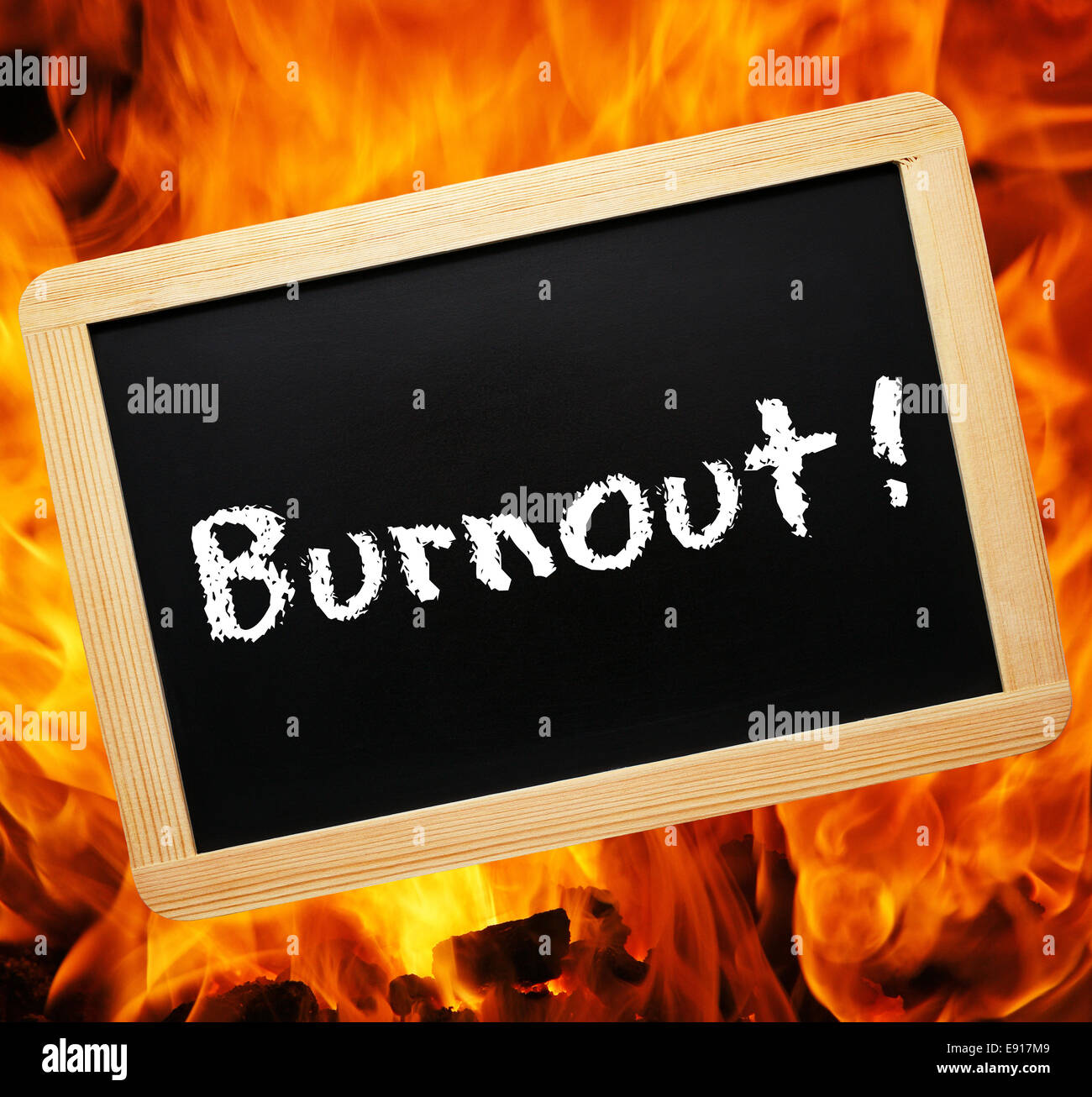 Burnout ! - Concept with Fire Flames Stock Photo - Alamy