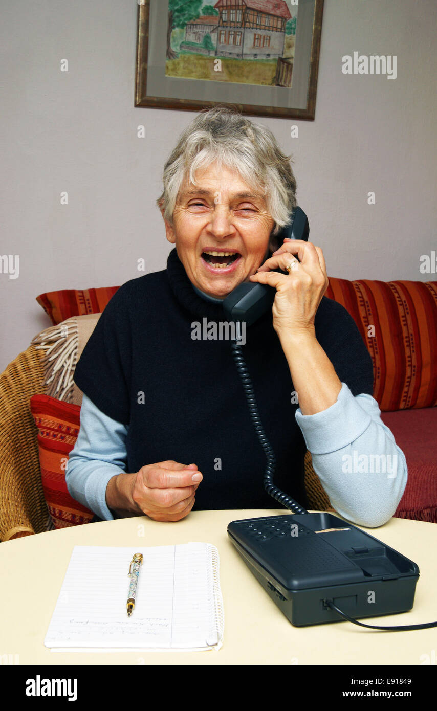 Happy Senior Phone Call Stock Photo - Alamy