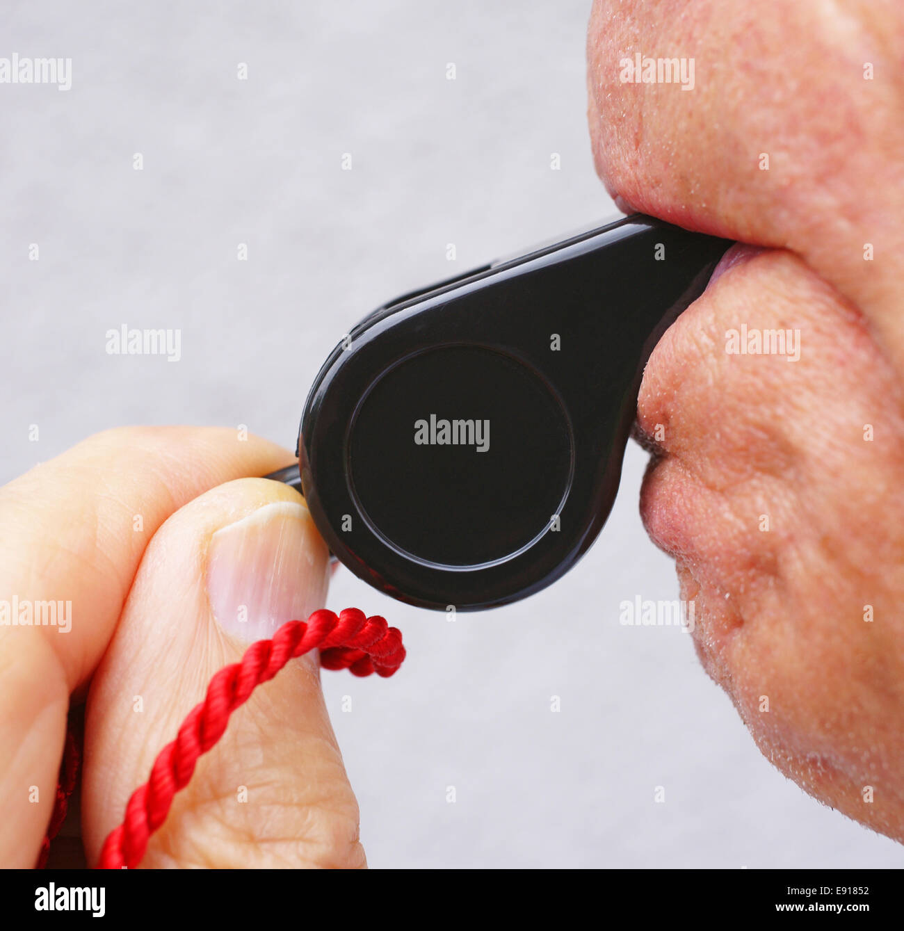 Man with Whistle - Close-up view Stock Photo - Alamy