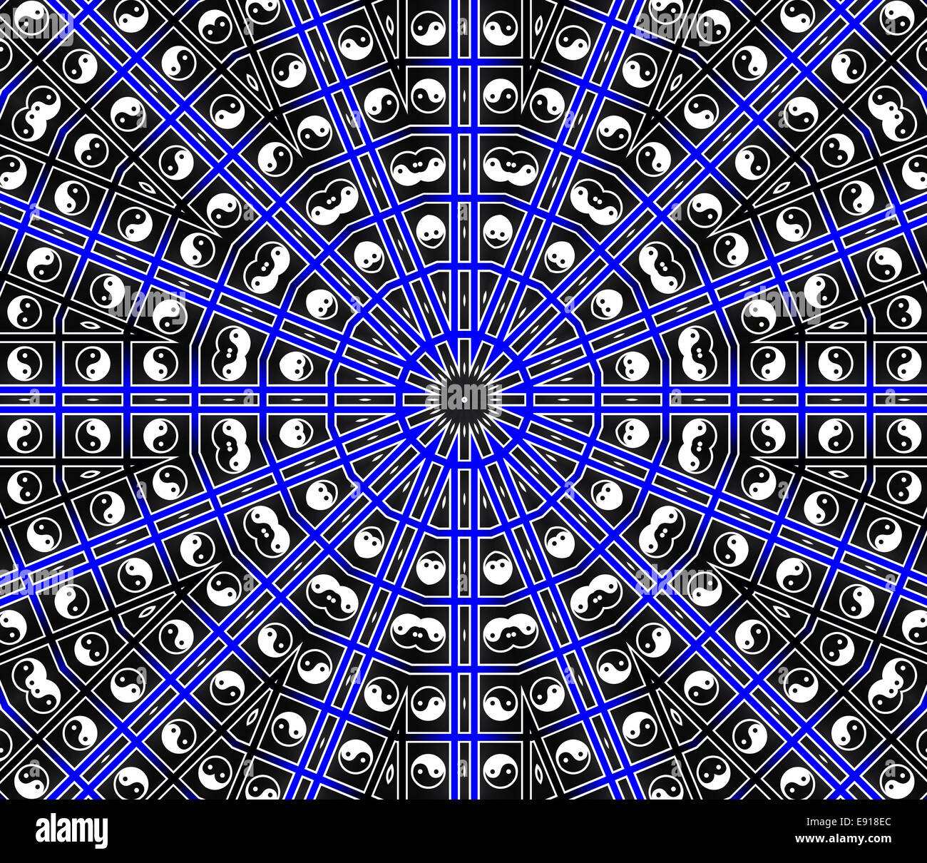 Blue Center Point Mandala Stock Photo - Alamy
