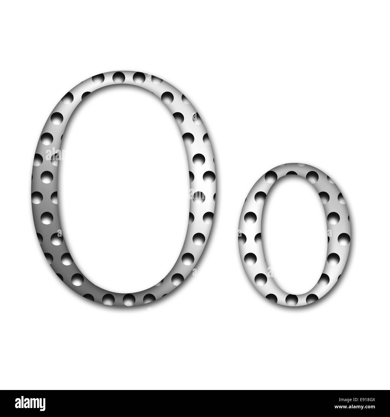 Alphabet letter o metal Black and White Stock Photos & Images - Alamy