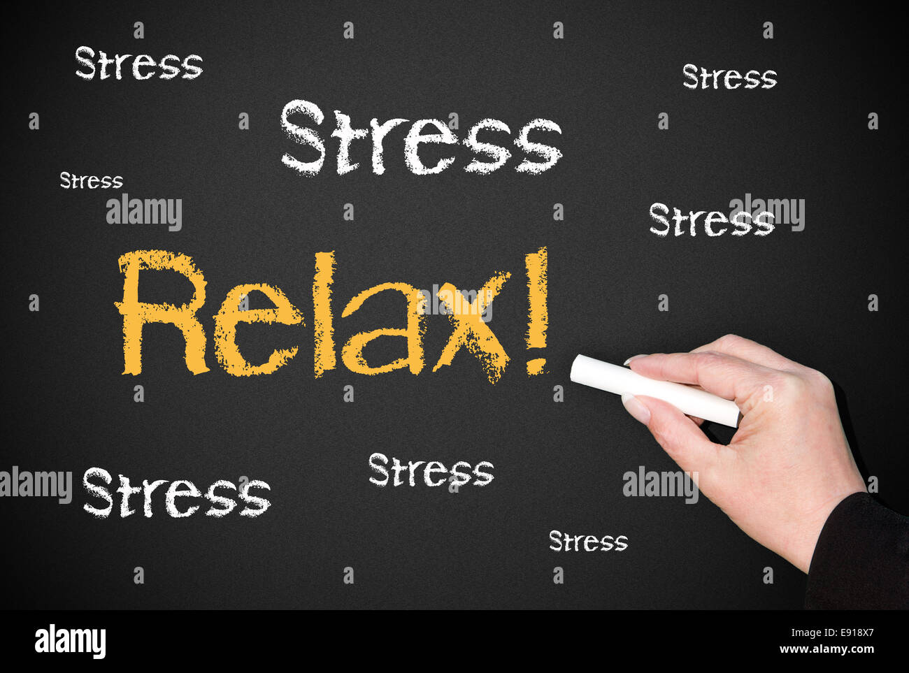 Stress and Relax - Chalkboard Stock Photo - Alamy