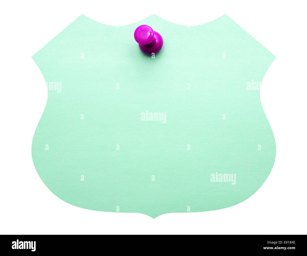 Note Paper with Pin - green purple Stock Photo - Alamy