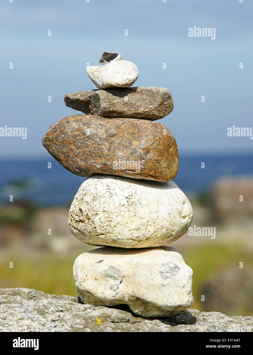 Stone Pyramid at the Beach Stock Photo - Alamy