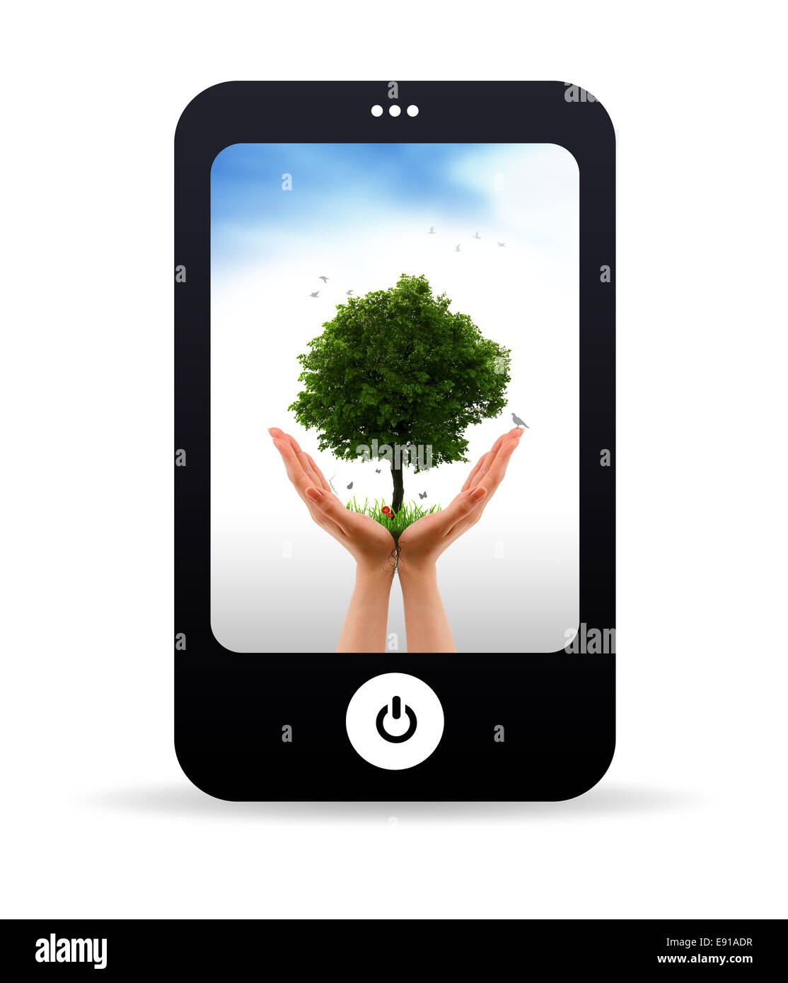Mobile Phone and Tree alive Stock Photo - Alamy
