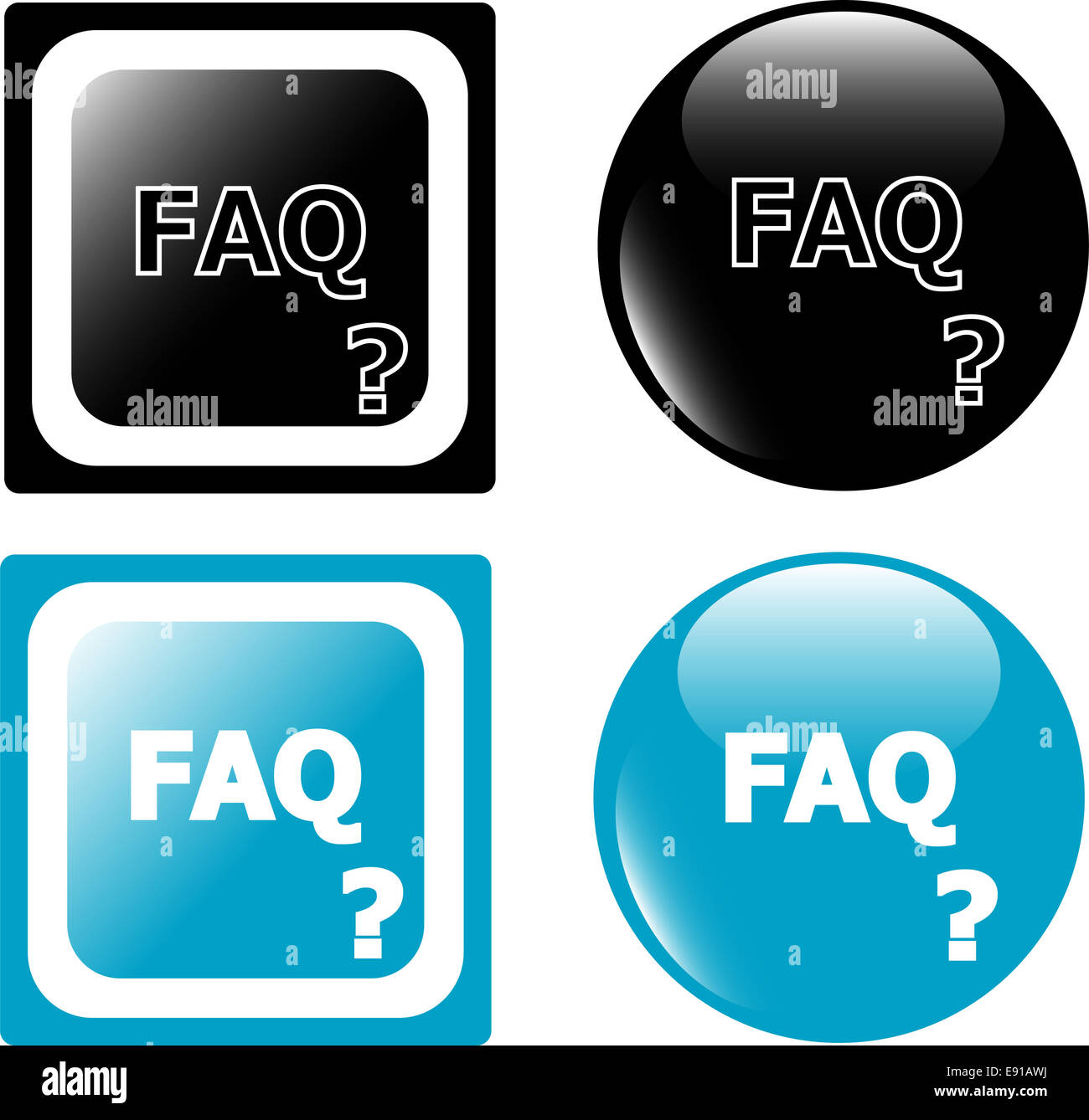 button FAQ in black and blue color Stock Photo - Alamy