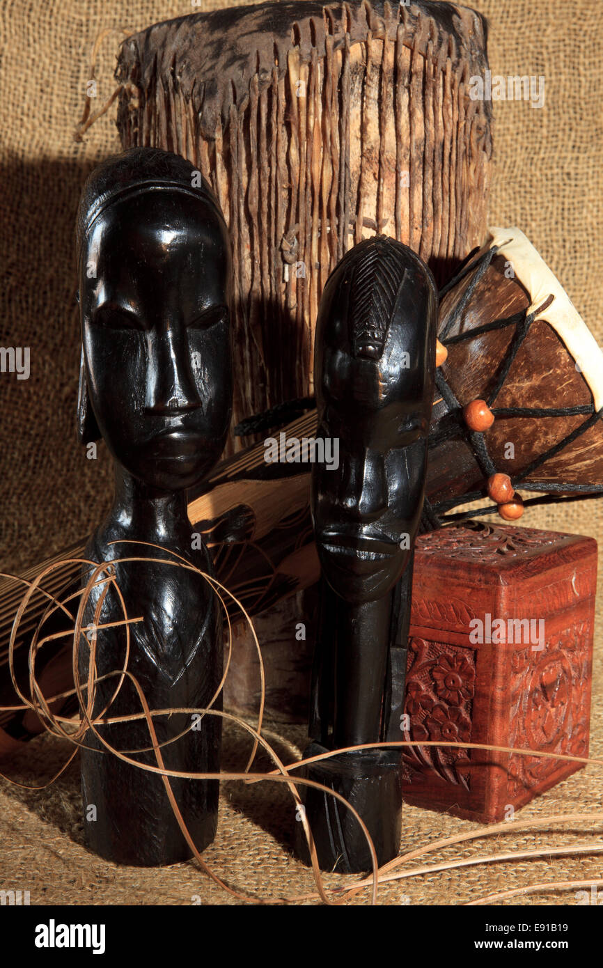 African art sculptures made of ebony wood carving Stock Photo - Alamy