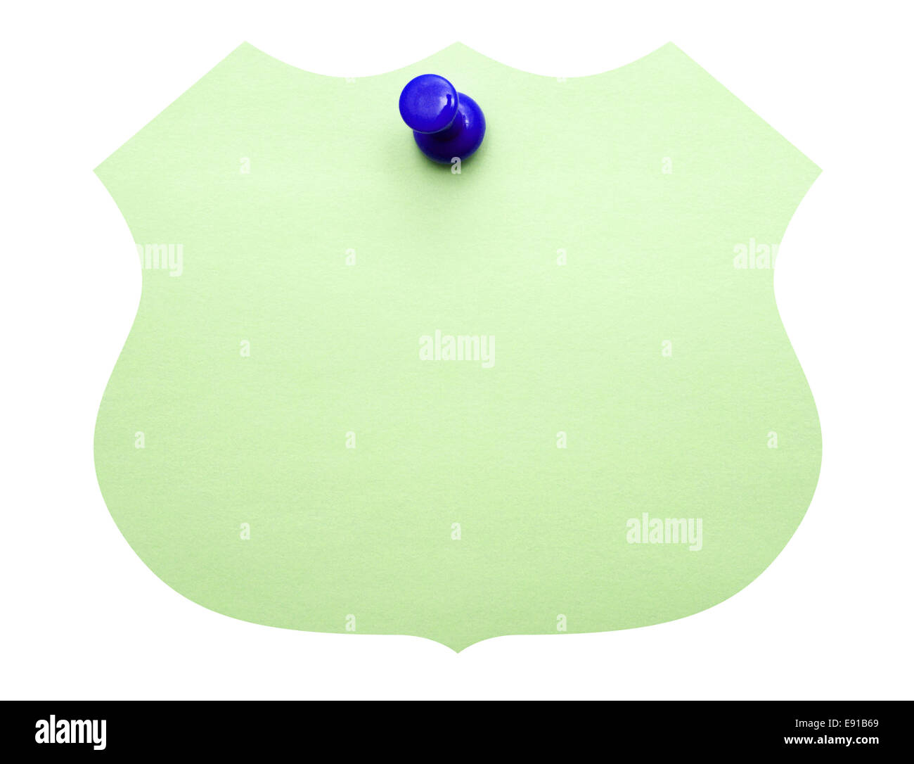 Note Paper with Pin - green blue Stock Photo - Alamy