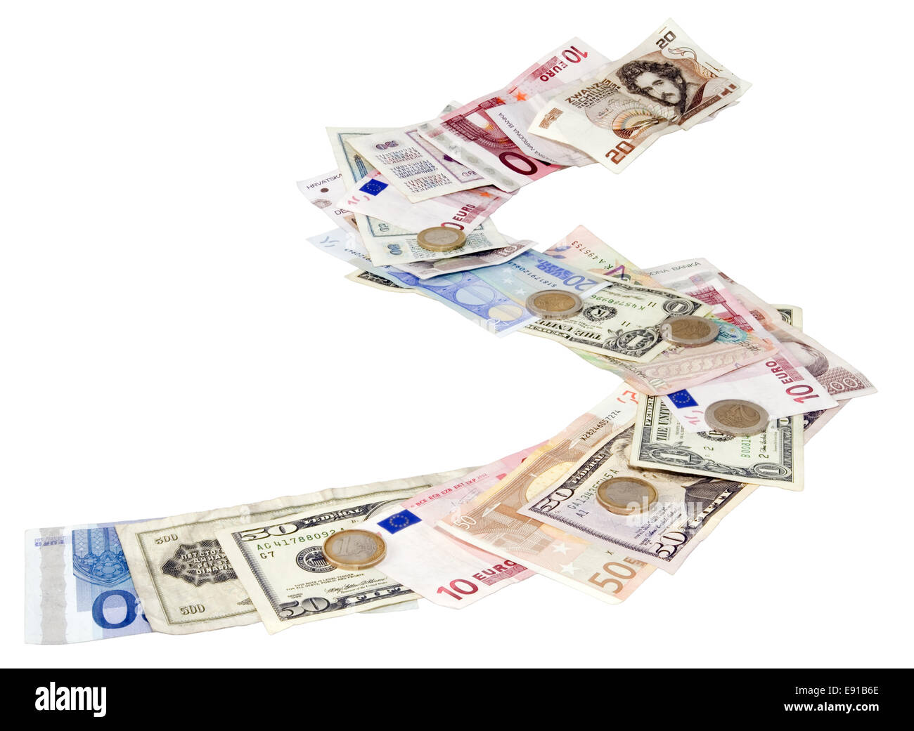 Pathway of different money currency Stock Photo - Alamy