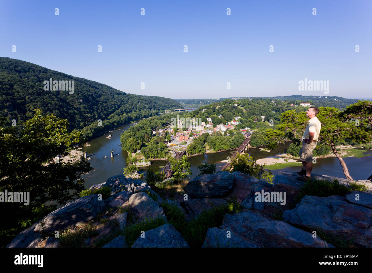 Hiker overlook Harpers Ferry landscape Stock Photo - Alamy