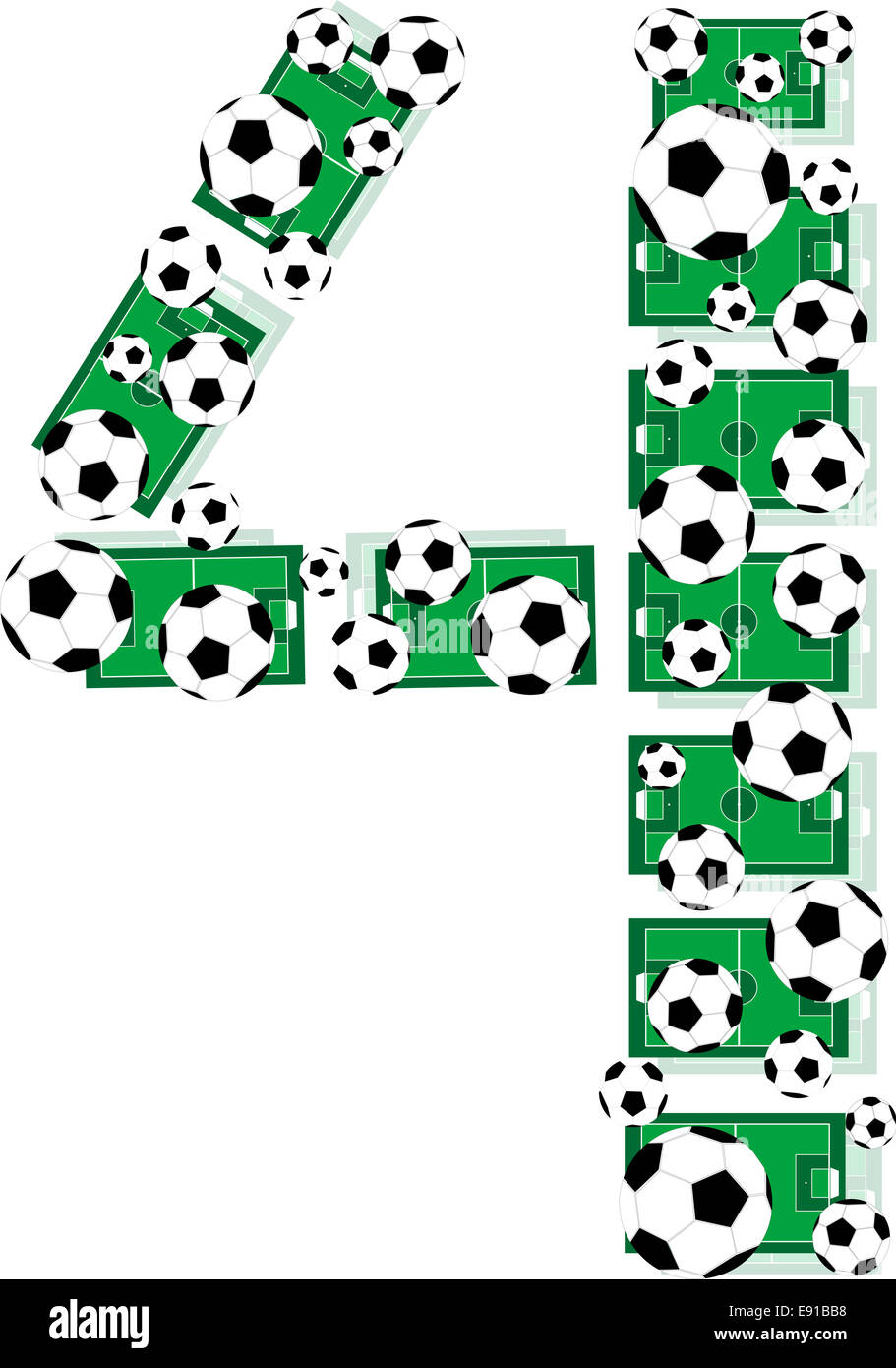 Number 4 Four from balls and soccer fields Stock Photo - Alamy