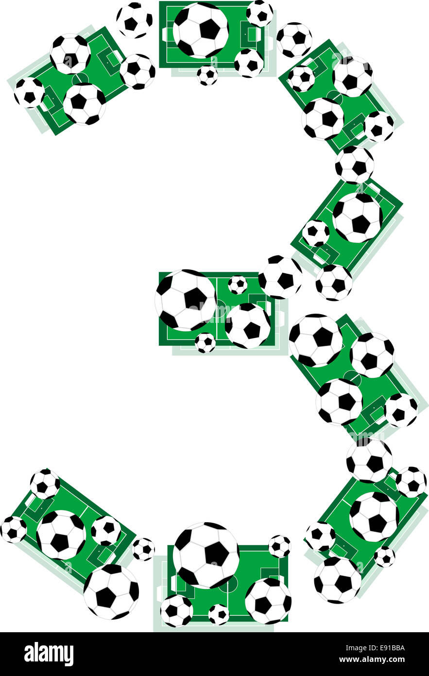 numbers 3 Three from the soccer balls Stock Photo - Alamy