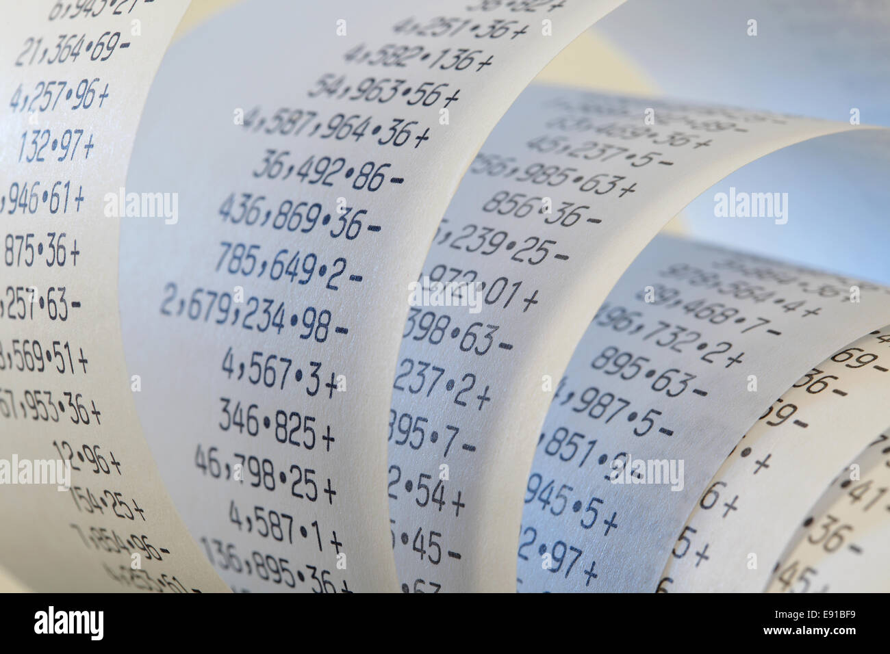 Adding machine tape Stock Photo - Alamy