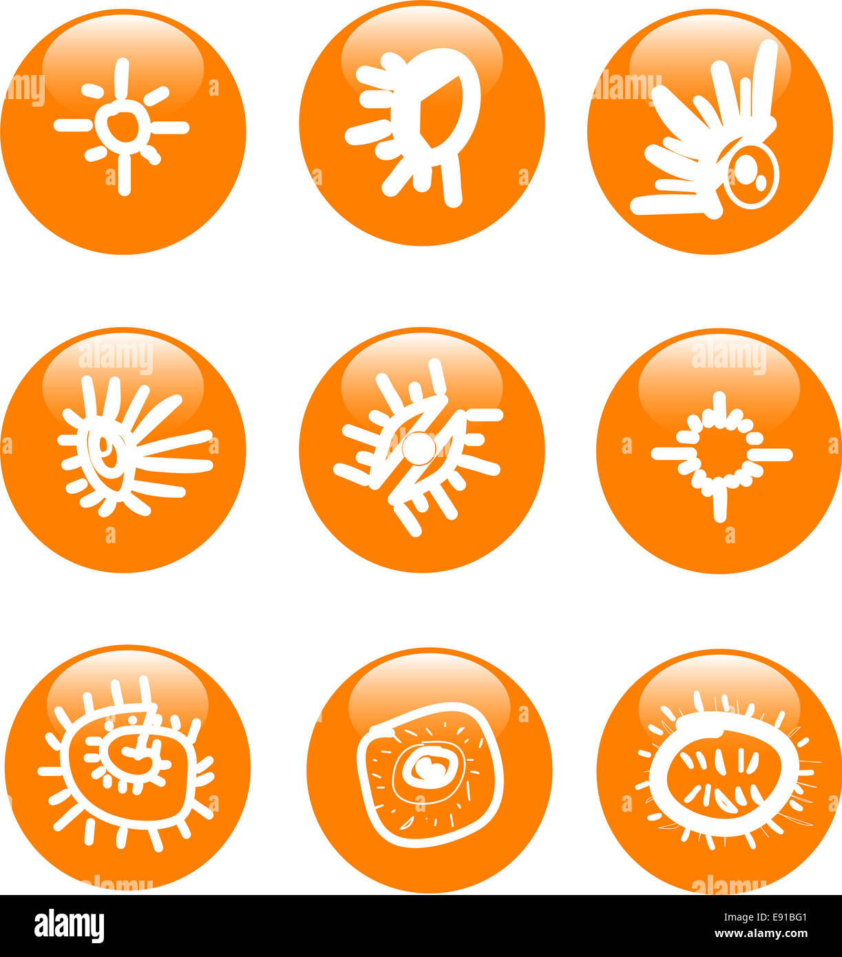 Glossy sun button icon set Stock Photo - Alamy