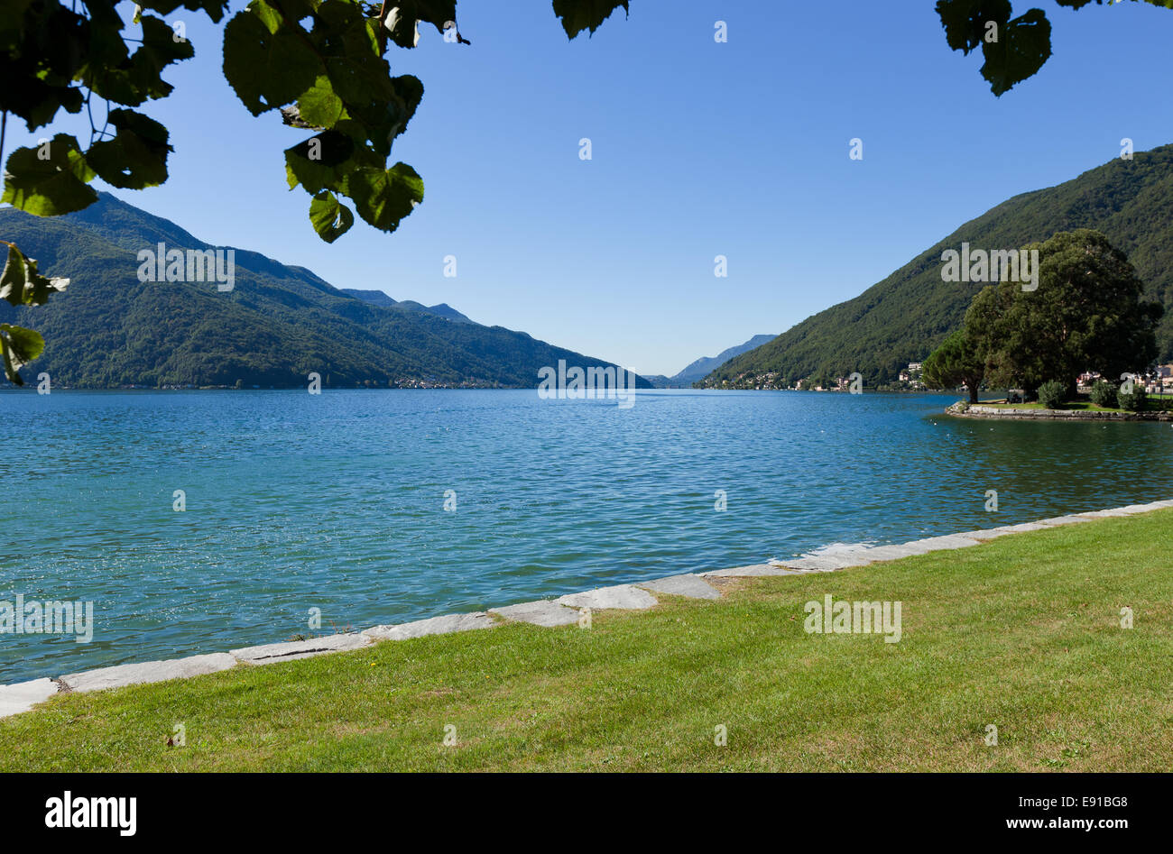 Landscape with lake Stock Photo - Alamy